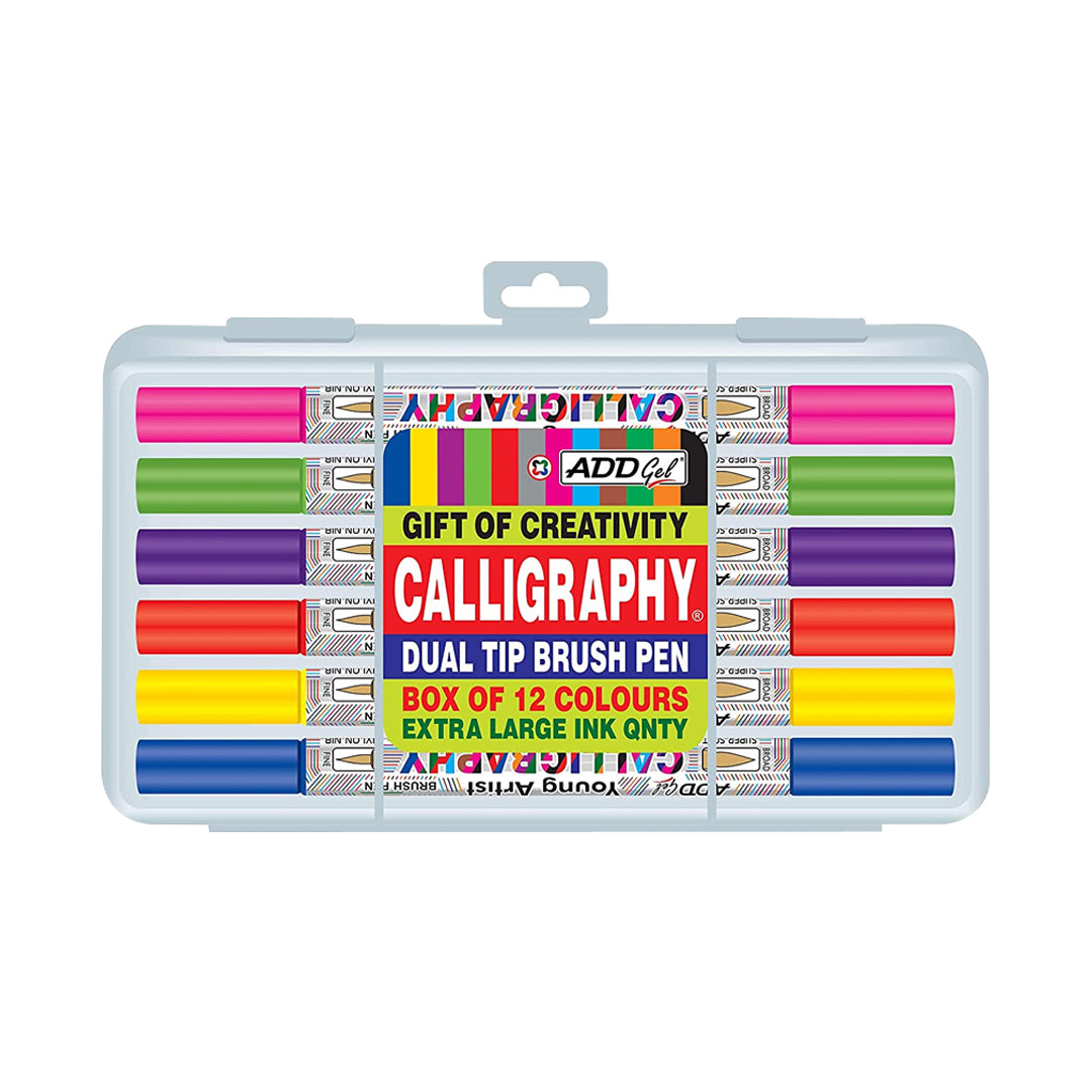 Calligraphy Dual Tip Brush Pen 12Colours Set – Premium Stationers