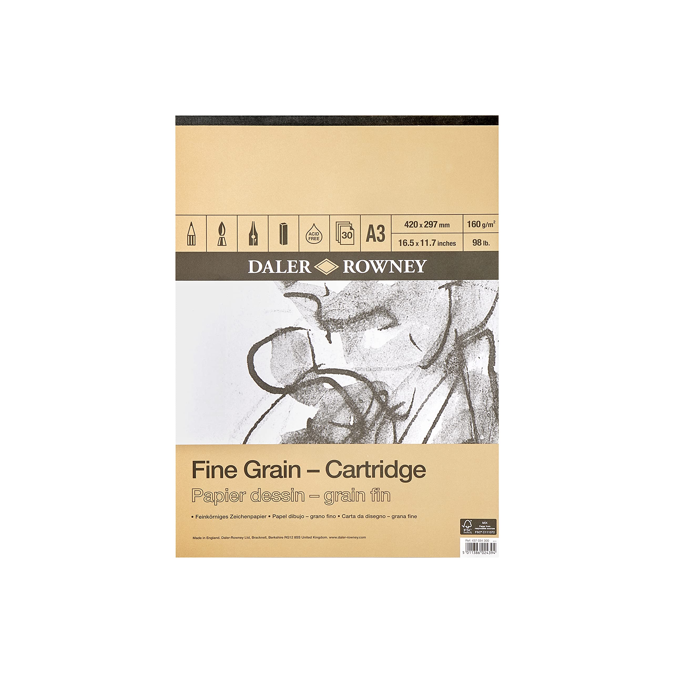 Daler Rowney Sketch Pad Finegrain-Cartridge (A3-160gsm-30sheet ...