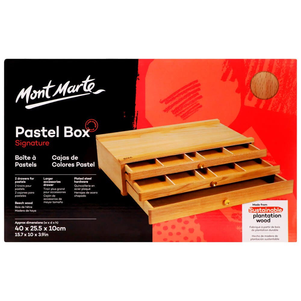 Mont Marte Wooden Pastel Storage Box – Premium Stationers